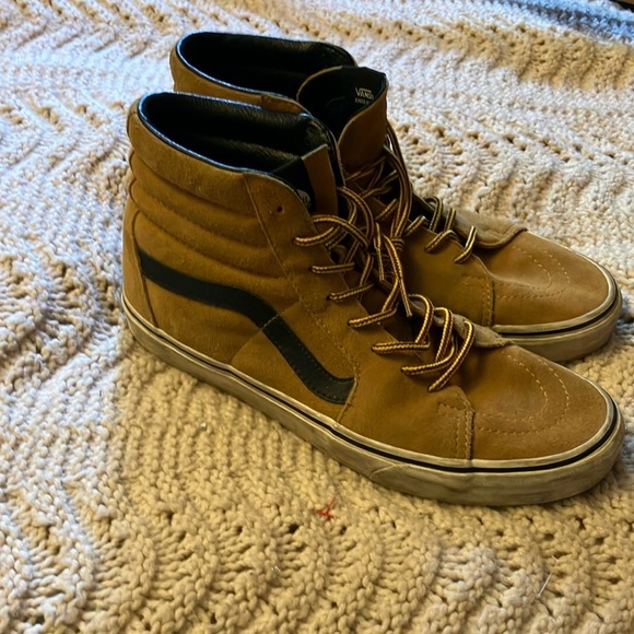 Vans | Shoes | Vans Tan And Black Hightop Sneakers Size | Poshmark